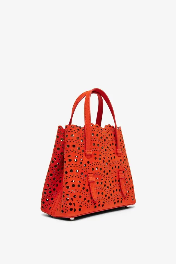 Alaïa Mina 20 Vienne Vague Suede Tote Bag - Orange