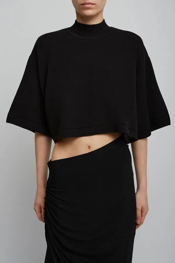 Alaïa Knitted Cropped Top - Black