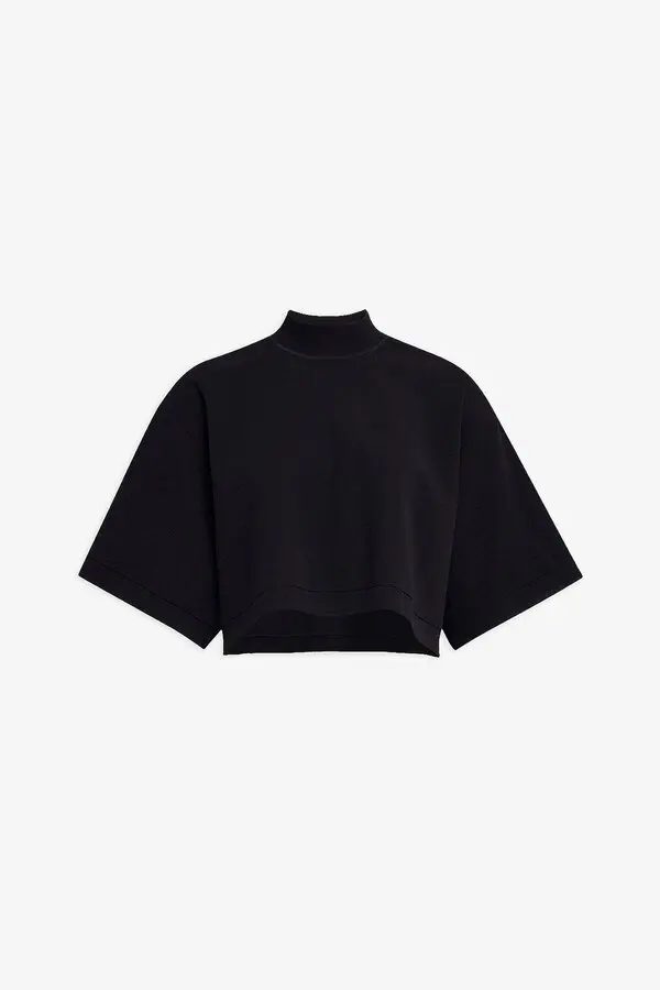 Alaïa Knitted Cropped Top - Black
