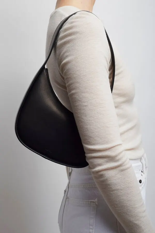 THE ROW Half Moon Leather Shoulder Bag - Black