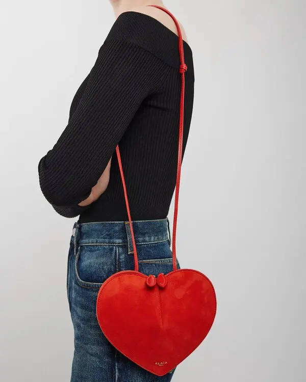 Alaïa Le Coeur Suede Crossbody Bag