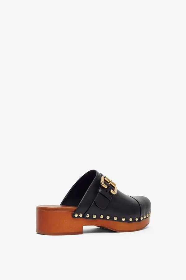 Chloé Jeannette Leather Clogs - Black