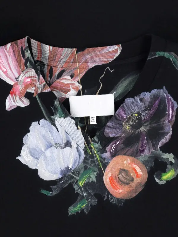 MAISON MARGIELA Printed Floral T-shirt - Black