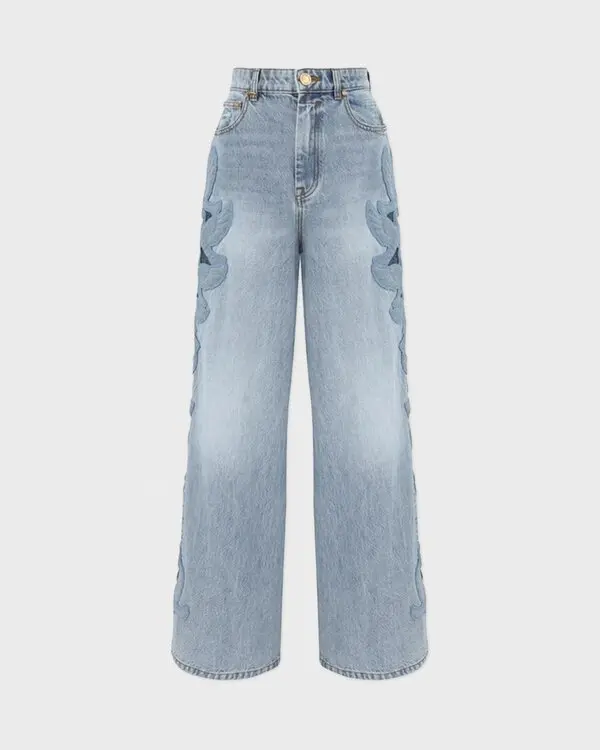 Zimmermann Jeans Alchemy Applique Relaxed Flare - Blå,grön