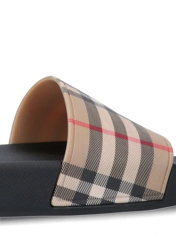 Burberry Check Pattern Slides - Beige