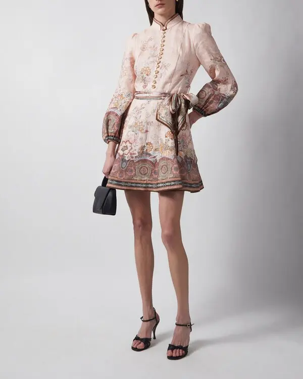 Zimmermann Alchemy Button Mini Dress - Pink