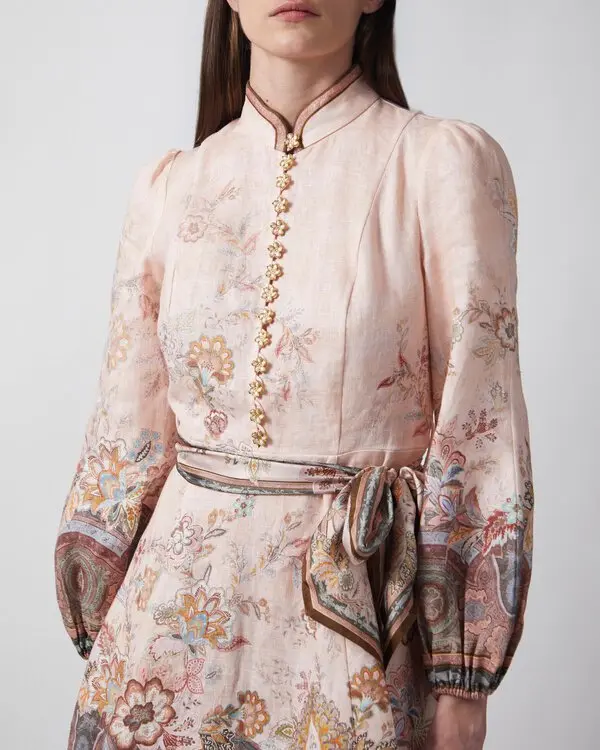 Zimmermann Alchemy Button Mini Dress - Pink