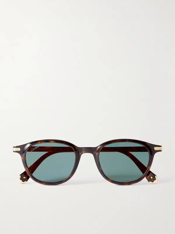 CARTIER Round-frame Acetate Sunglasses - Tortoiseshell