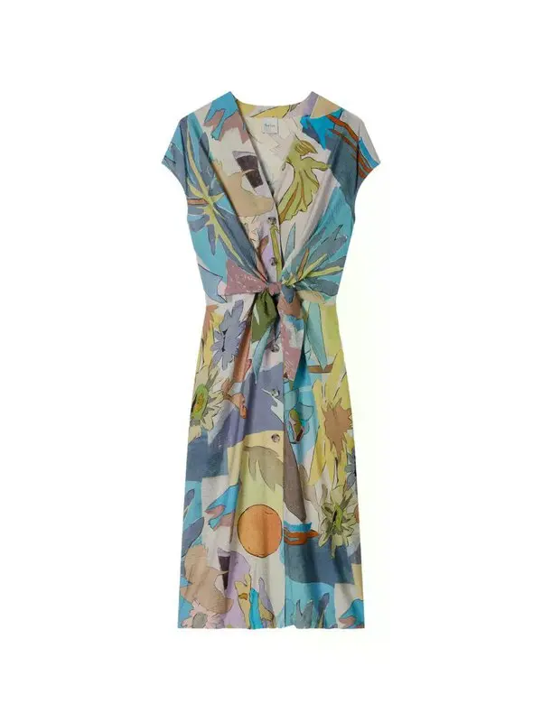Paul Smith River Collage Graphic-print Tie-front Dress