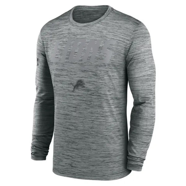 Nike Detroit Lions Sideline Team Issue Velocity Dri-fit Nfl Long-sleeve T-shirt - Grey
