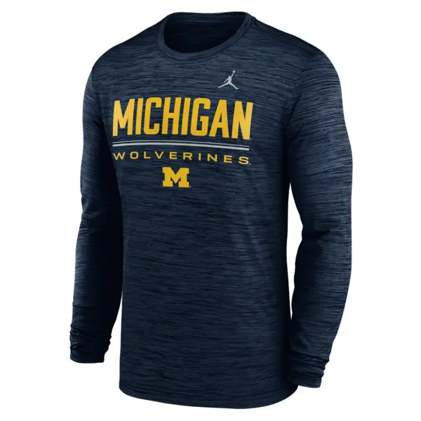 JORDAN Brand Michigan Wolverines Dri-fit Long Sleeve T-shirt - Blue