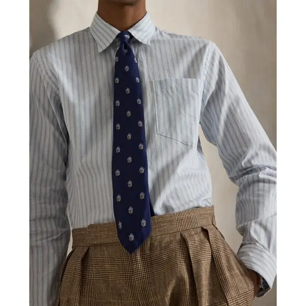 Ralph Lauren Custom Fit Striped Woven Shirt - Cream Blue Multi