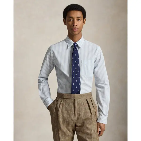 Ralph Lauren Custom Fit Striped Woven Shirt - Cream Blue Multi