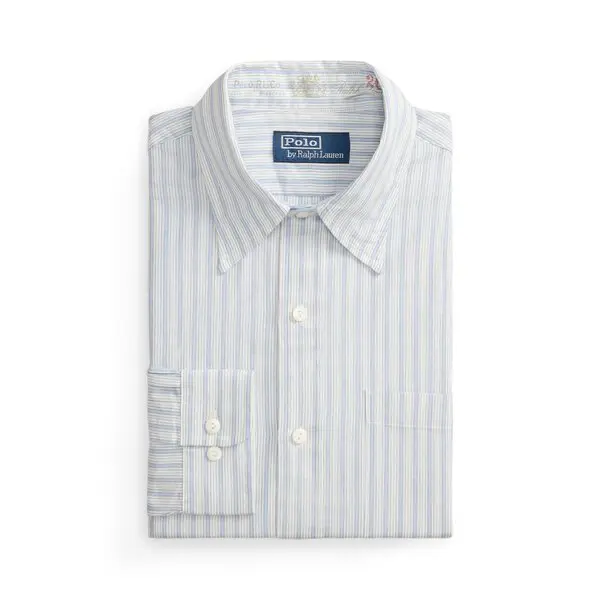 Ralph Lauren Custom Fit Striped Woven Shirt - Cream Blue Multi