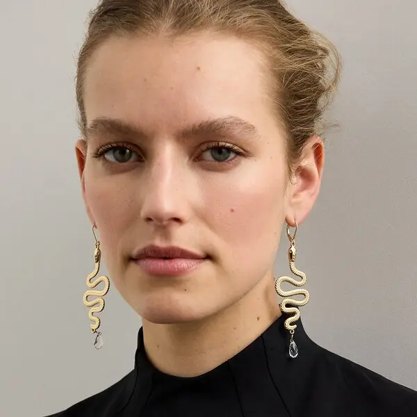 Ralph Lauren Pavé-plated Stone Snake Earrings - Gold