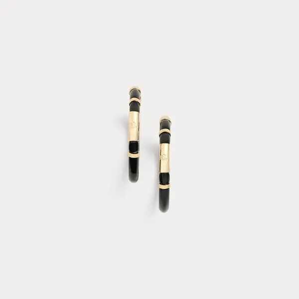 Ralph Lauren Logo Hoop Earrings - Gold/jet
