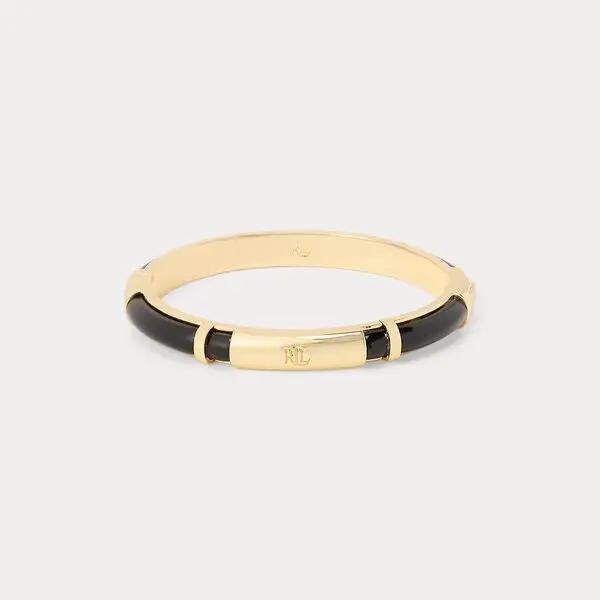 Ralph Lauren Gold-plated & Resin Logo Hinge Bangle - Gold/jet