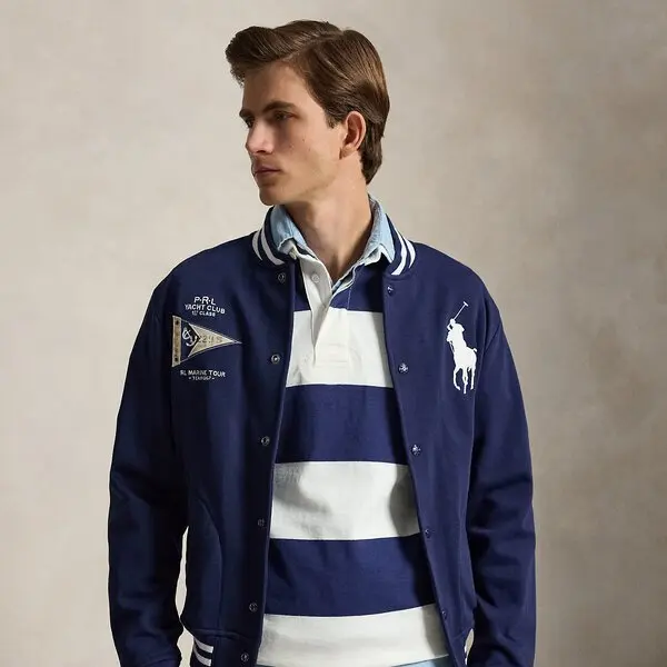Ralph Lauren Big Pony Fleece Baseball Jacket - Newport Navy