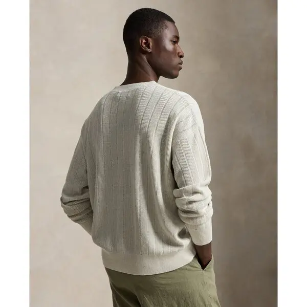 Ralph Lauren Relaxed Fit Textured Linen Sweater - Stone Pebble