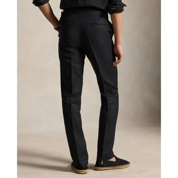 Ralph Lauren Linen Flat-front Trousers - Black