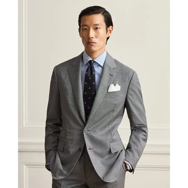 Ralph Lauren Kent Hand-tailored Sharkskin Suit - Medium Grey