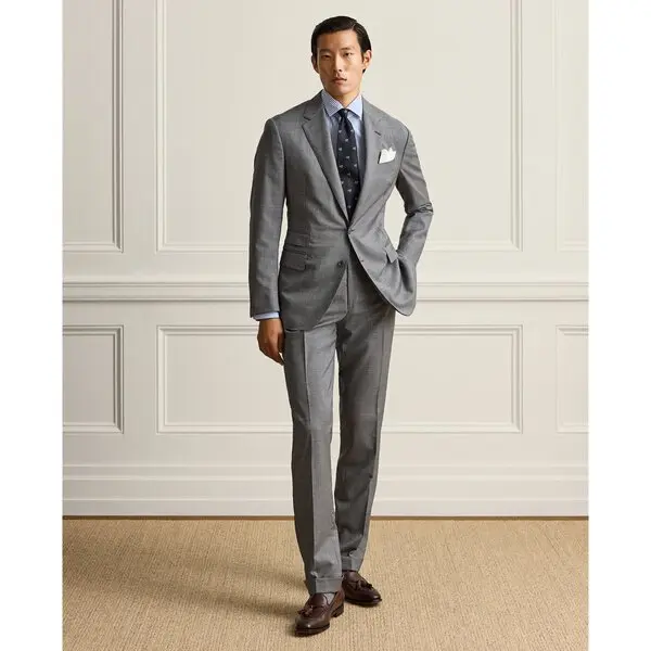 Ralph Lauren Kent Hand-tailored Sharkskin Suit - Medium Grey