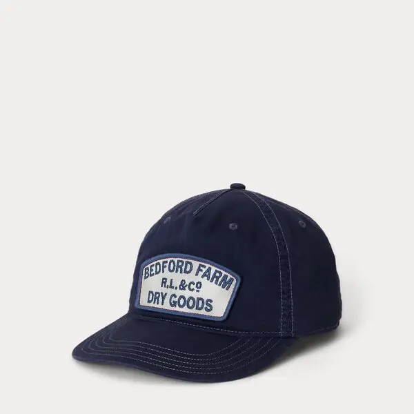 Ralph Lauren Herringbone Cap With Embroidered Patch - Dark Cobalt