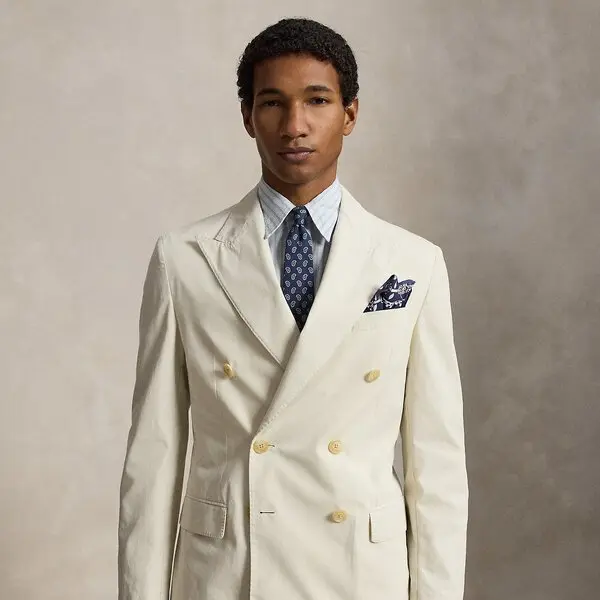Ralph Lauren Polo Soft Tailored Fit Double Breasted Cotton Poplin Jacket