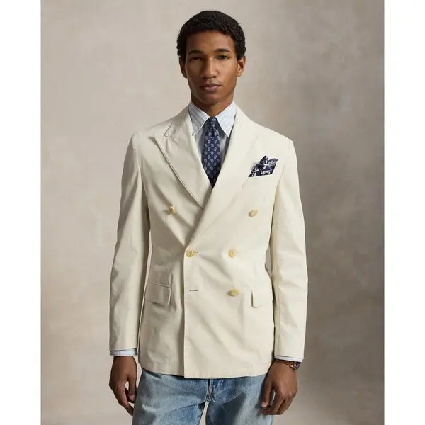 Ralph Lauren Polo Soft Tailored Fit Double Breasted Cotton Poplin Jacket