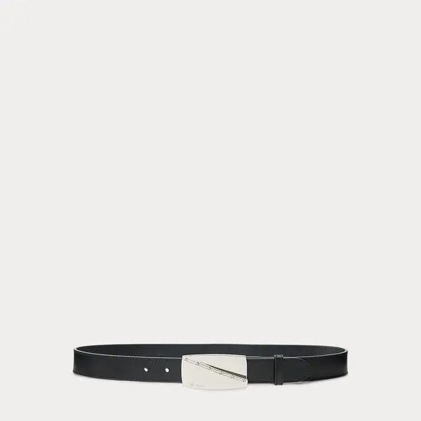 Ralph Lauren Abstract-plaque-buckle Leather Belt - Black