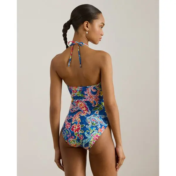 Ralph Lauren Paisley Ring-front Bandeau One-piece