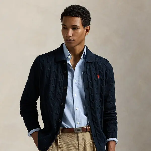 Ralph Lauren Cable-knit Cotton Cardigan - Hunter Navy
