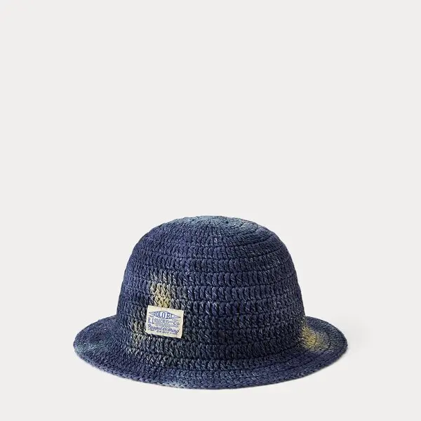 Ralph Lauren Hand-painted Straw Bucket Hat - Blue Multi
