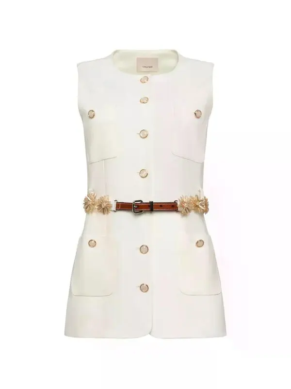 Cinq À Sept Embellished Belted Vest - Neutrals