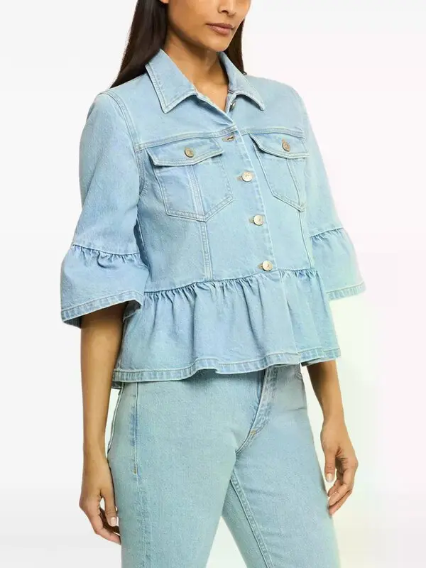 Cinq À Sept Mandie Ruffled Denim Jacket - Blue