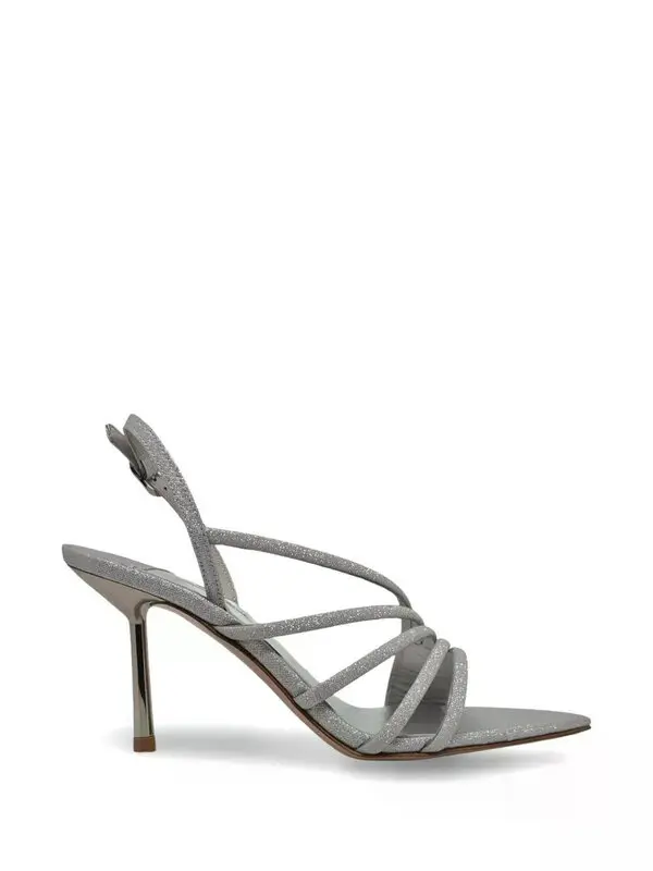 LE SILLA Glitter-detail Strappy Heeled Sandals - Silver