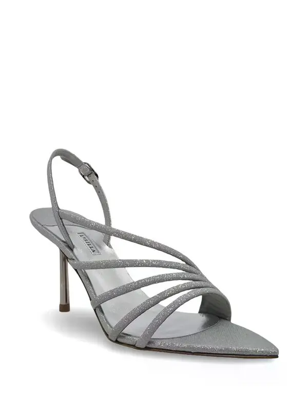 LE SILLA Glitter-detail Strappy Heeled Sandals - Silver