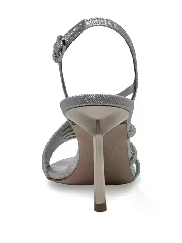 LE SILLA Glitter-detail Strappy Heeled Sandals - Silver