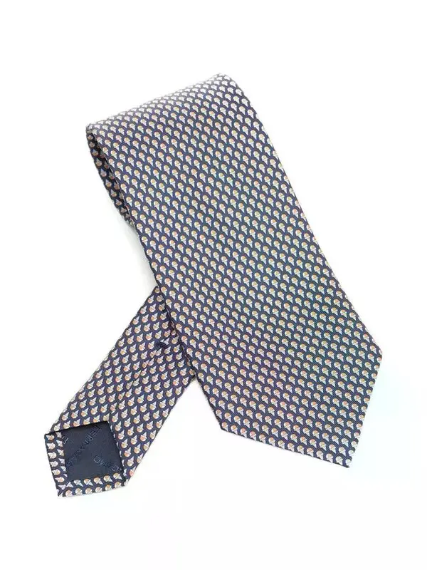 FERRAGAMO Ice-cream Print Silk Tie - Blue