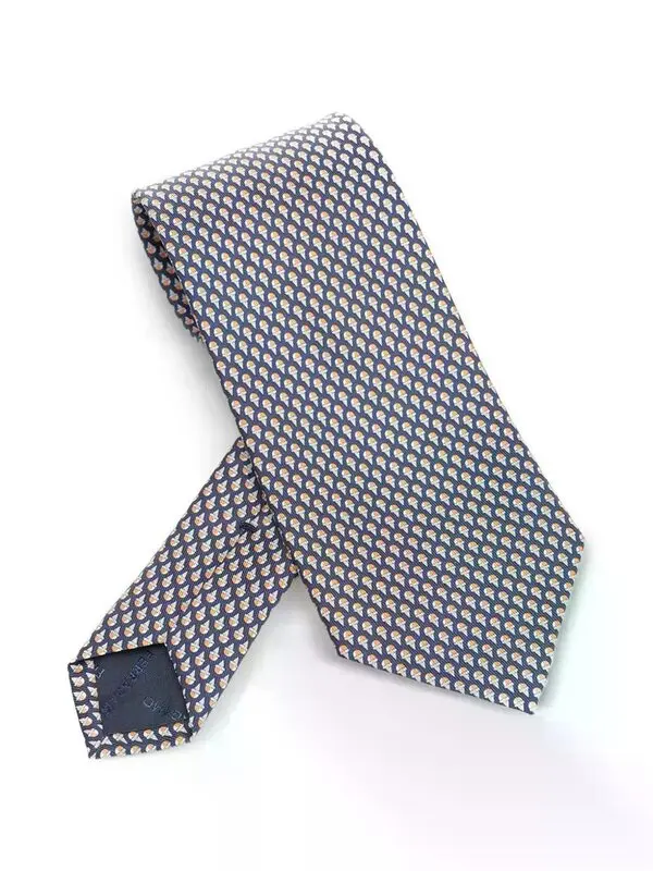FERRAGAMO Ice-cream Print Silk Tie - Blue