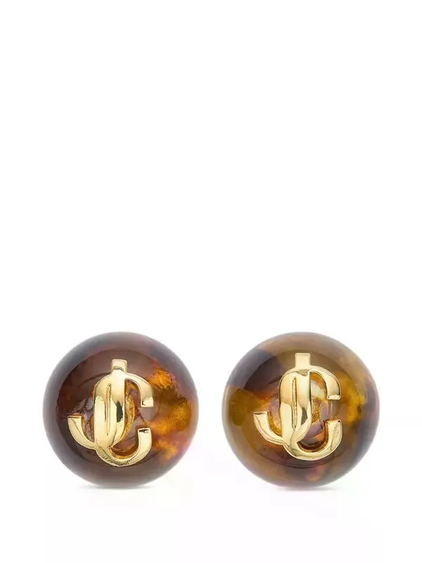 JIMMY CHOO Beaded Logo Stud Earrings - Gold