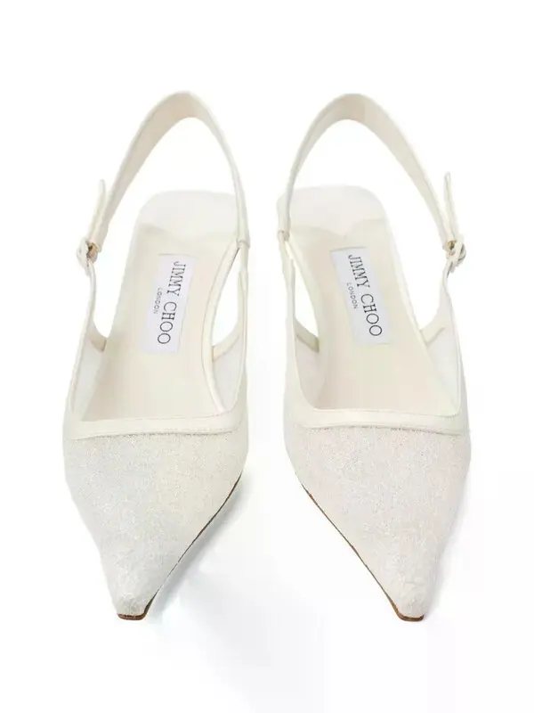 JIMMY CHOO Amel 50 Glitter-embellished Slingback Pumps