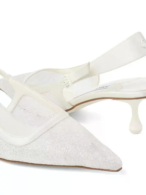 JIMMY CHOO Amel 50 Glitter-embellished Slingback Pumps