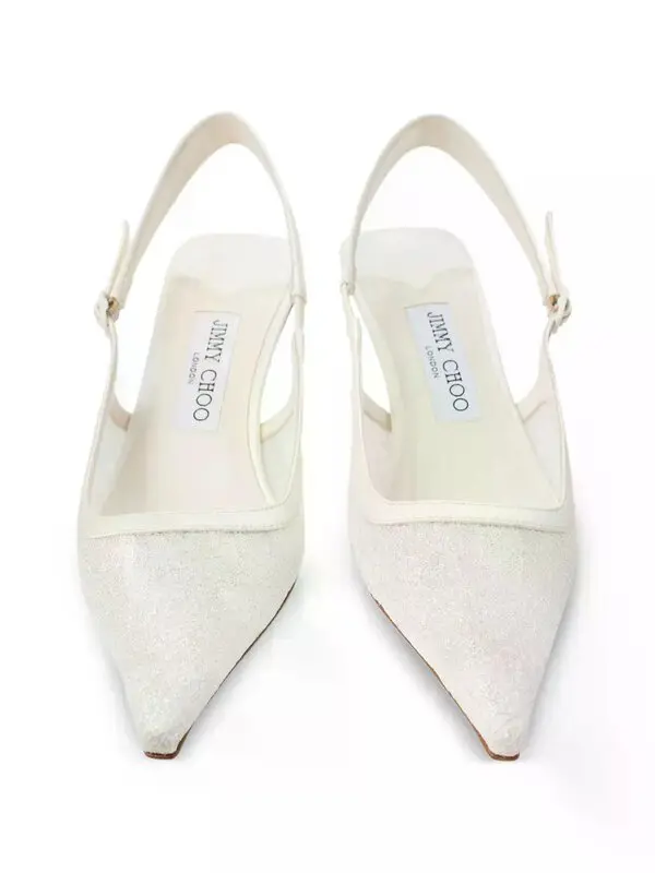 JIMMY CHOO Amel 50 Glitter-embellished Slingback Pumps