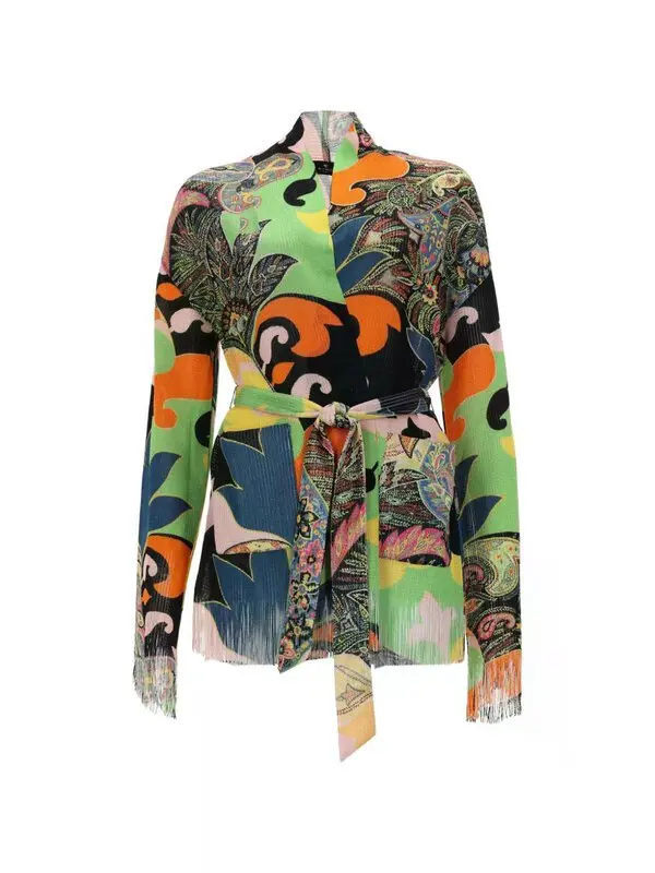 Etro Paisley-print Fringed-edge Cardigan - Green
