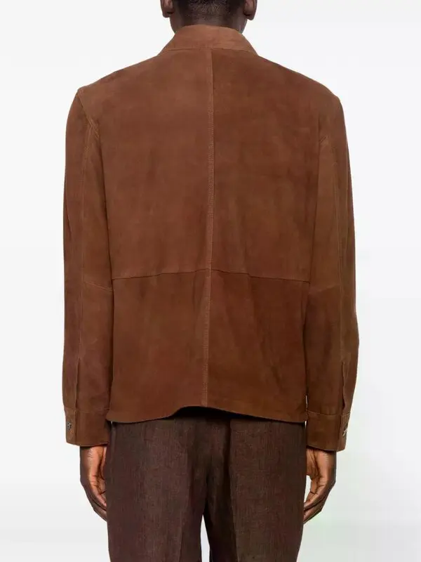 PAOLO PECORA Suede Multi-pocket Coat - Brown