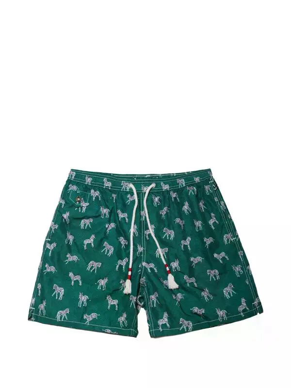 MC2 SAINT BARTH Zebra-print Swim Shorts - Green
