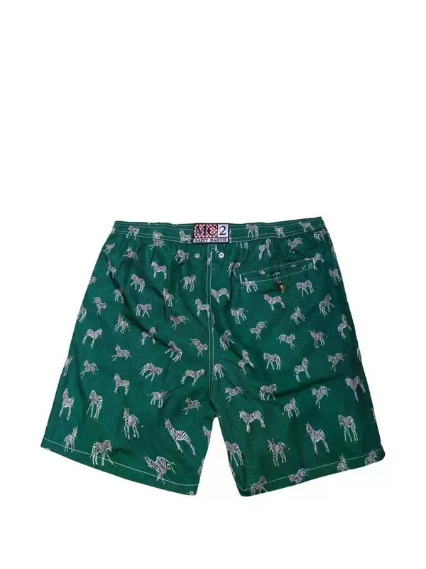 MC2 SAINT BARTH Zebra-print Swim Shorts - Green