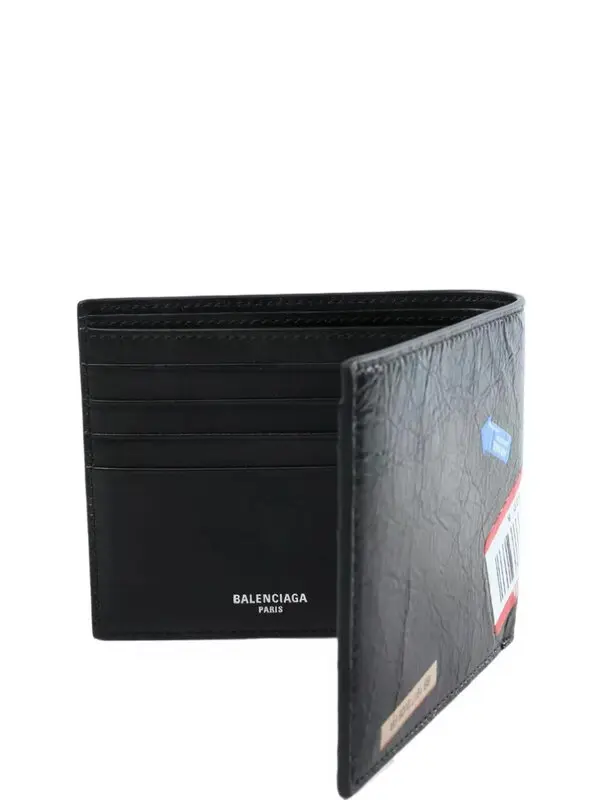 Balenciaga Stamp-print Crinkled-leather Wallet