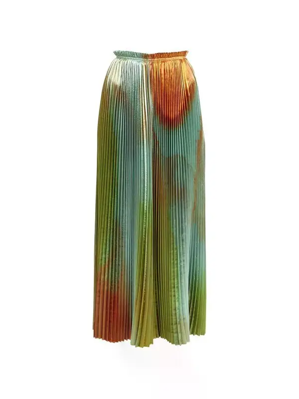 Ulla Johnson Pleated Abstract-print A-line Skirt